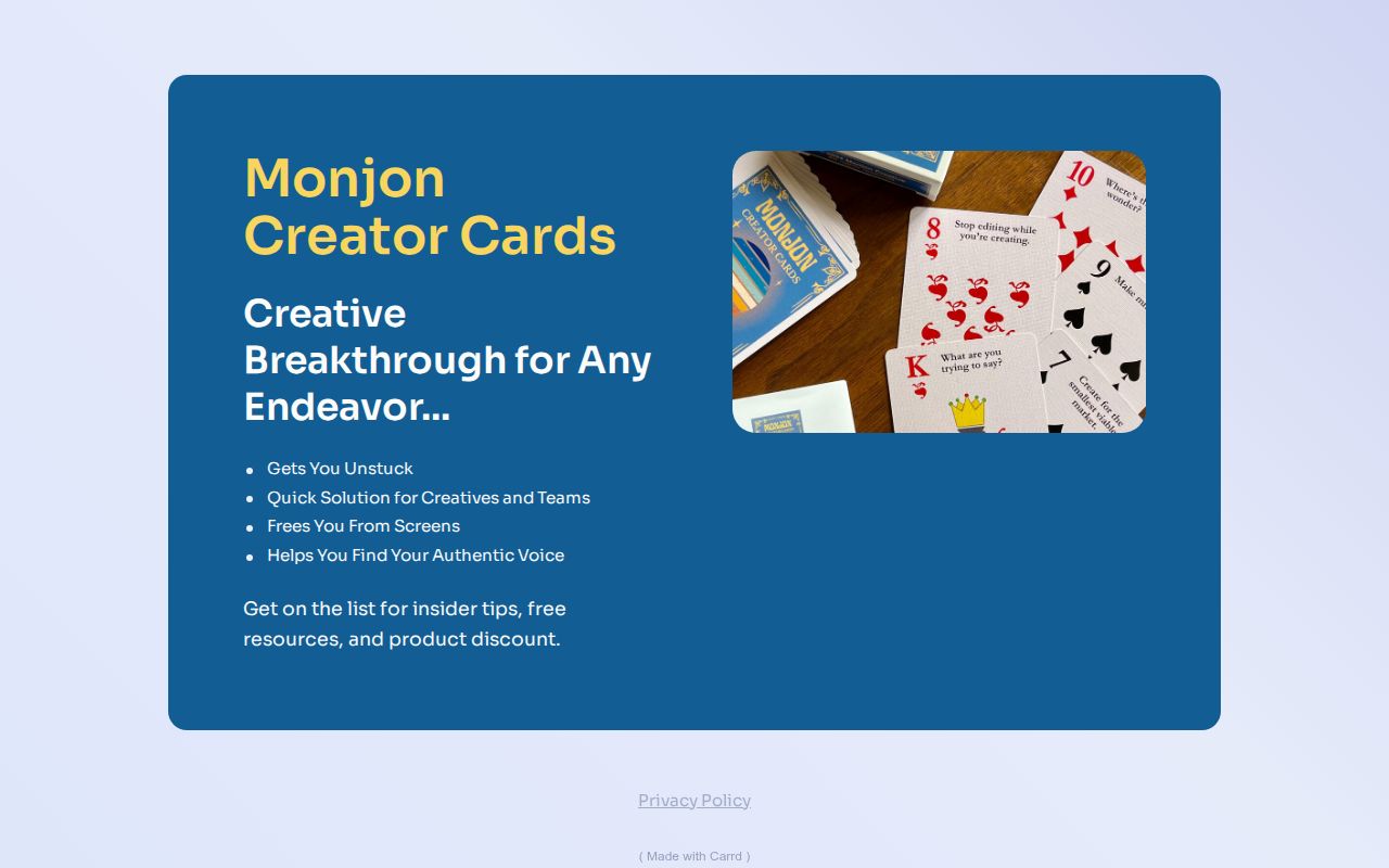 Monjon Cards Reservation